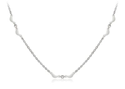 China Ladies 925 Sterling Silver Necklace With White Ceramic For Party , Lead Free CSN0865 for sale