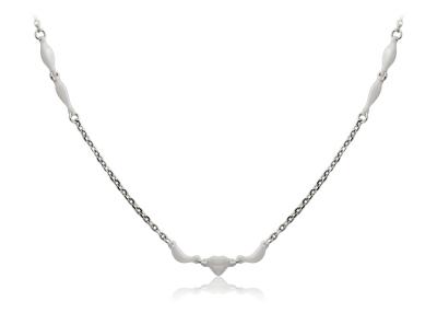 China Rhodium Plated 925 Silver Necklace With Heart Ceramic For Gift , CSN0863 for sale