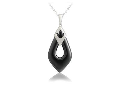 China Drop Black Silver Ceramic Pendants Jewelry For Lady , Nickel Free CSP0467 for sale