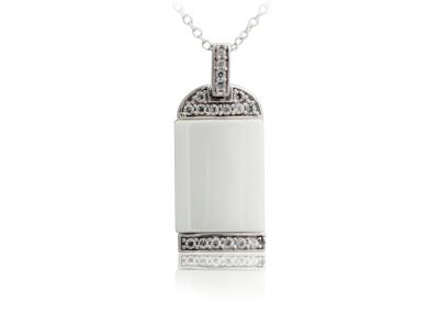 China White Ceramic Pendants With 925 Sterling Silver , Cubic Zirconia CSP0388 for sale