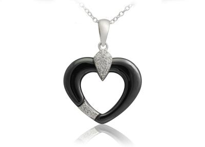 China Heart Shape Silver Ceramic Pendants For Female / Male , Ceramic Necklace Pendants CSP0582 for sale