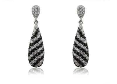 China Black And White Pattern 925 Sterling Silver Earring For Ladies , Rhodium Plating IE1102 for sale