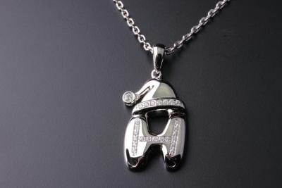 China Handmade Glossy Silver Jewellery Pendant with White AAA CZ Wedding Pendant IP1355 for sale