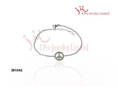 China 925 Sterling Silver Bracelets  Bangles With Silver Chain Round Circle Silver CZ Bracelet for sale