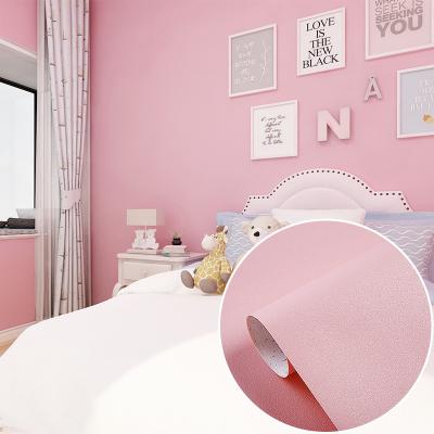 China Matt plain blush roze behang zelfklevend vinyl wandbedekking voor slaapkamer Te koop