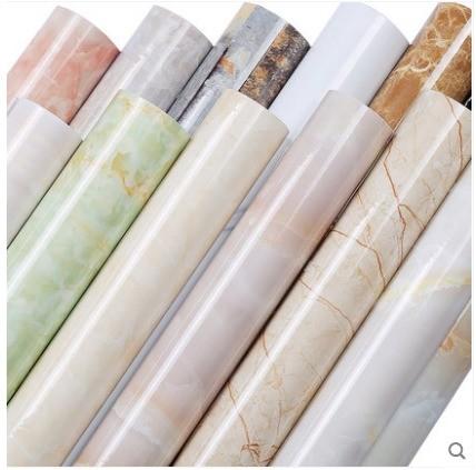 Quality 1.22m or 0.61m Width Size High Glossy Marbling PVC Wallpaper Adhesive Wall Stickers for Bathroom and Kitchen Marble Wallpaper for sale