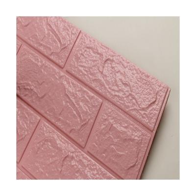 Adesivo de parede de espuma de PE rosa 5 mm espessura Adesivos de parede de tijolo de espuma de PE 3D