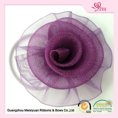 Cina I capelli puri decorativi porpora del fiore del nastro dell'organza piegano la dimensione di 5.5cm in vendita