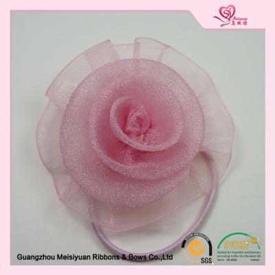 Cina Nastri decorativi rosa dei capelli ed archi meravigliosi dei capelli dell'organza di dimensione degli archi 5.5cm in vendita