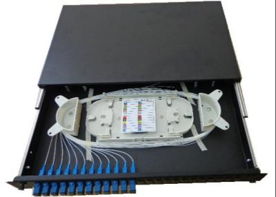 Cina 24 adattatori semplici dello Sc 12 Ports il quadro d'interconnessione a fibra ottica a 19 pollici del supporto di scaffale 1U in vendita