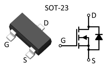China Power BORN SI2300 N Channel MOSFET featuring super high dense cell design and compact SOT 23 package for sale