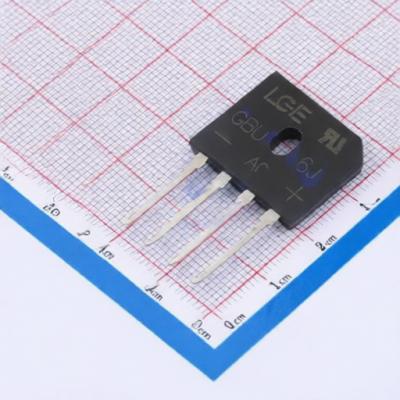 China Silicon Bridge Rectifier LGE GBU6J Molded Plastic 94V0 Flammability Classification Suitable for PCB for sale