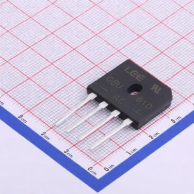 China single phase glass passivated bridge rectifier LGE GBU610 with 1000 volt maximum repetitive peak reverse voltage for sale