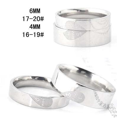 China Forme a joyería 316L de los pares los anillos de los pares del acero inoxidable los medios anillos del amante del corazón al por mayor en venta
