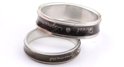 China Forme a joyería 316L de los pares los anillos del amante del “acuerdo dulce” del anillo de los pares del acero inoxidable en venta