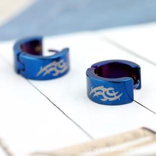 China Forme a hombres para hombre de la joyería el pendiente los pendientes del acero inoxidable venta al por mayor azul de la joyería del color en venta