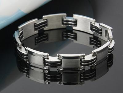 China Forme a hombres para hombre de la joyería la pulsera las pulseras del silicio del acero inoxidable los 21cm joyería de la venta al por mayor en venta