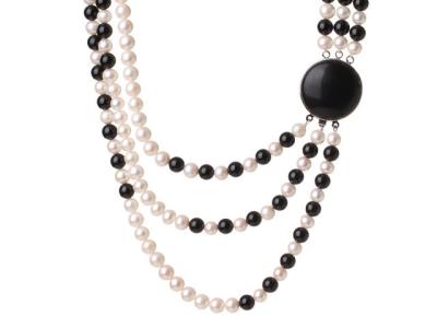 China Fashion natural and black colors multilayer pearls necklace women Jewelry wholesale for sale