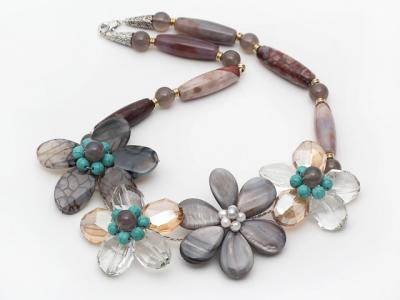 China 2014 New natural Agate crystal shell turquoise necklace women Jewelry wholesale from China for sale