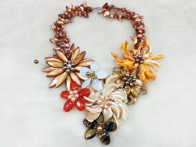 China Fashion natural color pearl shell flower necklace women Jewelry wholesale from China moq 1 for sale