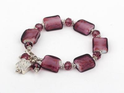 China Fashion crystal colored glaze bracelet dark purple woman Jewelry wholesale from China for sale