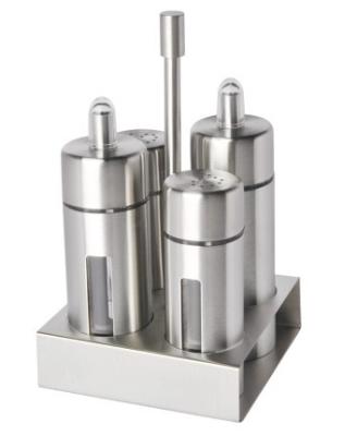 4Pcs Square Base Condiment bottle set SHKT-9203,Stainless steel seasoning bottle