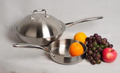 wok and frying pan,3Pcs Stainless steel tri-ply cookware SHONLI-F-02,Thickness 2.5mm