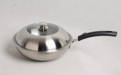 China Stainless steel wok by tri-ply cookware SHONLI-F-04,30cm with bakelite handle for sale