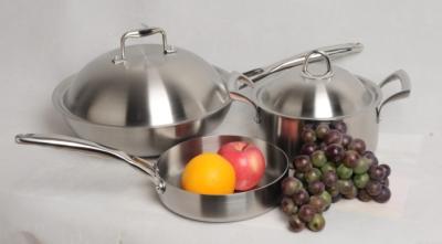 Tri-ply cookware SHONLI-F-09,wok,frying pan with saucepot,thickness 2.5mm