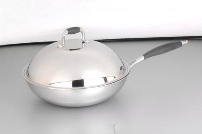 2Pcs 3-ply stainless steel cookware wok SHSW-1009