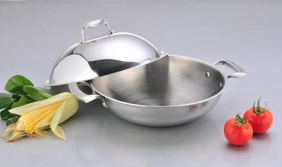 2Pcs 3-ply stainless steel cookware wok SHSW-1007