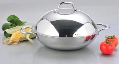 2Pcs 3-ply stainless steel cookware wok SHSW-1006
