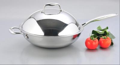 2Pcs 3-ply stainless steel cookware wok SHSW-1005