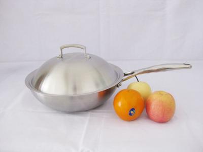 High quality Stainless steel wok,thickness 2.5mm with cast iron handle SHOLS-4028L