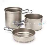 China Titanium backpacking cookware 3pcs set, outdoor cooking used for sale
