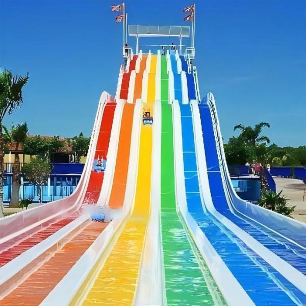 Quality Commercial Rainbow Water Slides Fiberglass Thrill Water Park Rides With Inflation Mat for sale