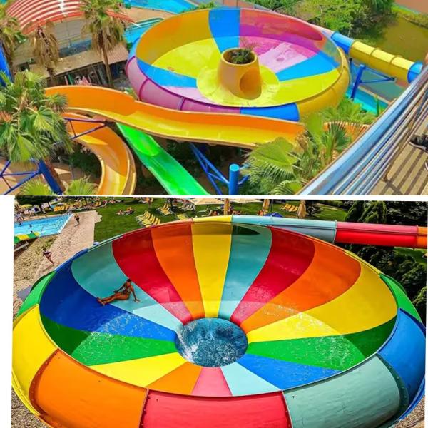 Quality Commercial Space Bowl Slide Glassfiber 304 Stainless Steel Water Play Slide Family Raft Ride for sale
