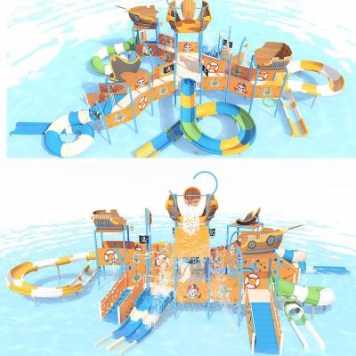 China Kids Water Park Water Slide Aqua Amusement Water Splash Pad Playground Equipment for sale