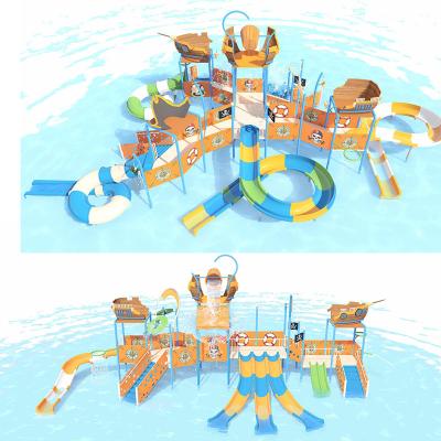 China Commercial Colorful Water Park Splash Pad Theme Park Playground Water Slide for sale