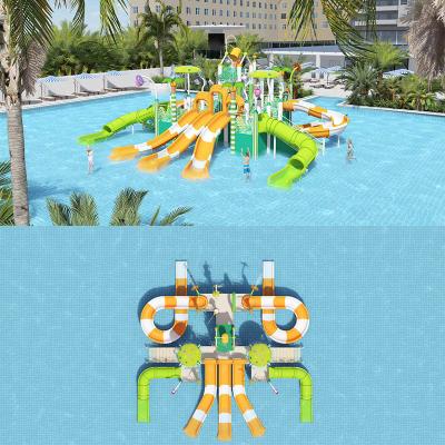 China Kids Interactive Water Slide Splash Pad Stainless Steel Fiberglass Water Playground Equipment for sale