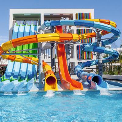 China Aqua Amusement Spiral Water Slide Family Raft Ride Water Park Loop Slide for sale