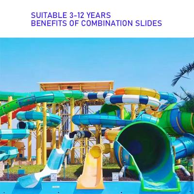 China Commercial Kids Water Slide Combination Slides Of Spiral Straight And Wave-shaped  Water  Water Parks Aqua Park Equipment Compact Area for sale