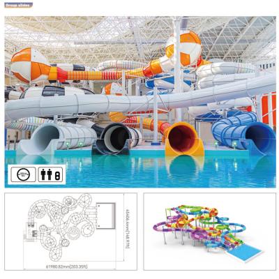 China Big Scale Thrill Water Rides Commercial Aqua Fun Slide Water Park Custom Design  Installation Assistance for sale