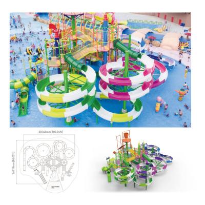 China Custom Colorful Commercial Water Slide Aqua Amusement Wate Park Family Raft Ride  Premium Large Water Slides for sale