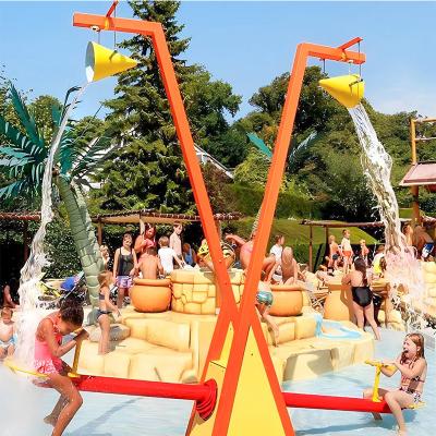 China Fiberglass 304 stainless steel  Tip Bucket Seesaw  Aqua Water park Accessories Commercial Splash Pads for sale