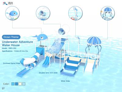 China  SWH-003 Underwater Adventure Water House Interactive  FRP Water Play Childrens Splash Pad Kids Water Slide Theme for sale