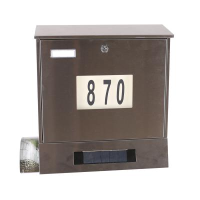 China Solar Powered Wall Mount Mailbox with LED Light Post Mount Modern Design Easy Installation Weather Resistant Energy Saving for sale