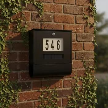 China Solar Powered Wall Mount Mailbox with LED Light Weatherproof & Modern Design Easy Installation Weather Resistant Energy Saving for sale