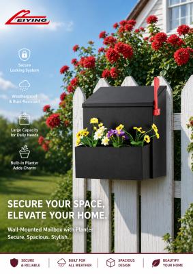China Wall Mount Mailbox with Flower Planter Large Capacity Security Wall Mounted Mailbox Waterproof Vertical Drop Mail Box Outdoor for sale