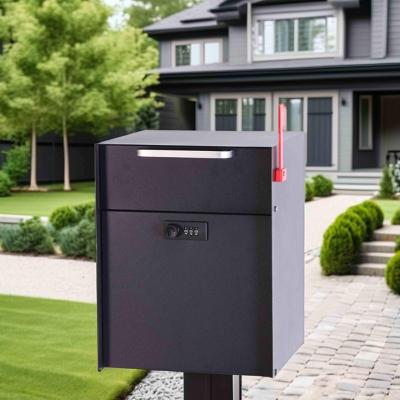 China Post Mount Locking Mailbox with Code Lock Large Capacity Security Password Metal Waterproof Vertical Drop Mail Box Outdoor for sale